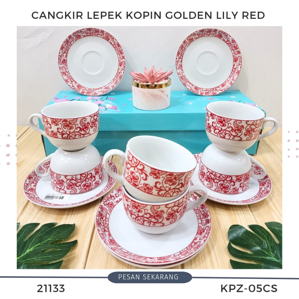 Jual CANGKIR LEPEK KOPIN KPZ-05CS GOLDEN LILY RED | Shopee Indonesia