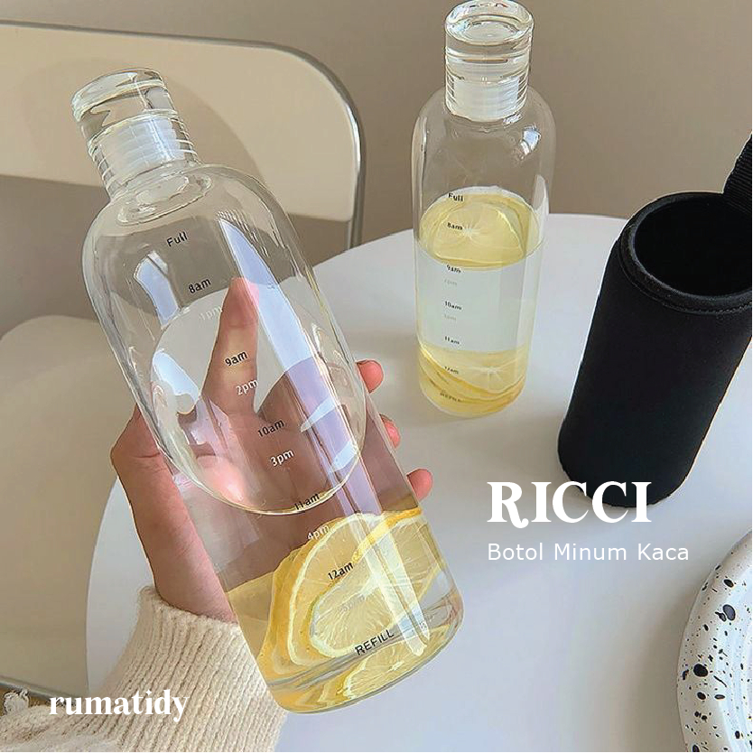 Jual 【RUMATIDY】RICCI Tumbler Botol Kaca Transparan Bening Estetik ...