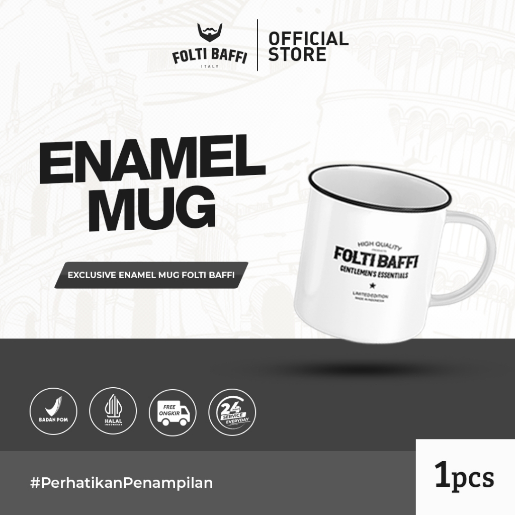Jual Limited Edition MUG ENAMEL Folti Baffi (Exclusive) | Shopee Indonesia