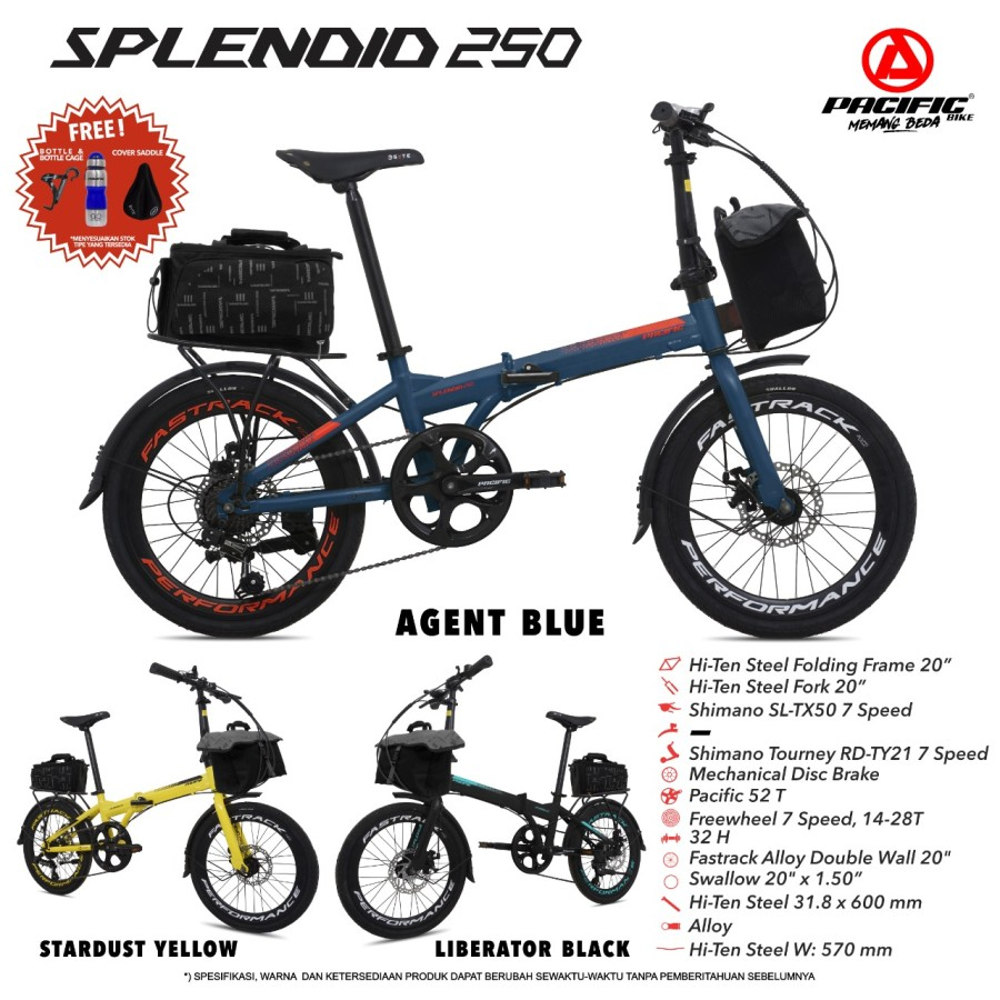 Jual SEPEDA LIPAT PACIFIC 16INCH SPLENDID AX ALLOY || FOLDING BIKE 20 ...