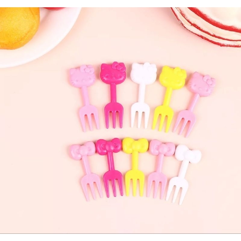 Jual TUSUK BENTO motif HELLO KITTY DAN PITA / FOOD PICK /GARPU KITTY ...