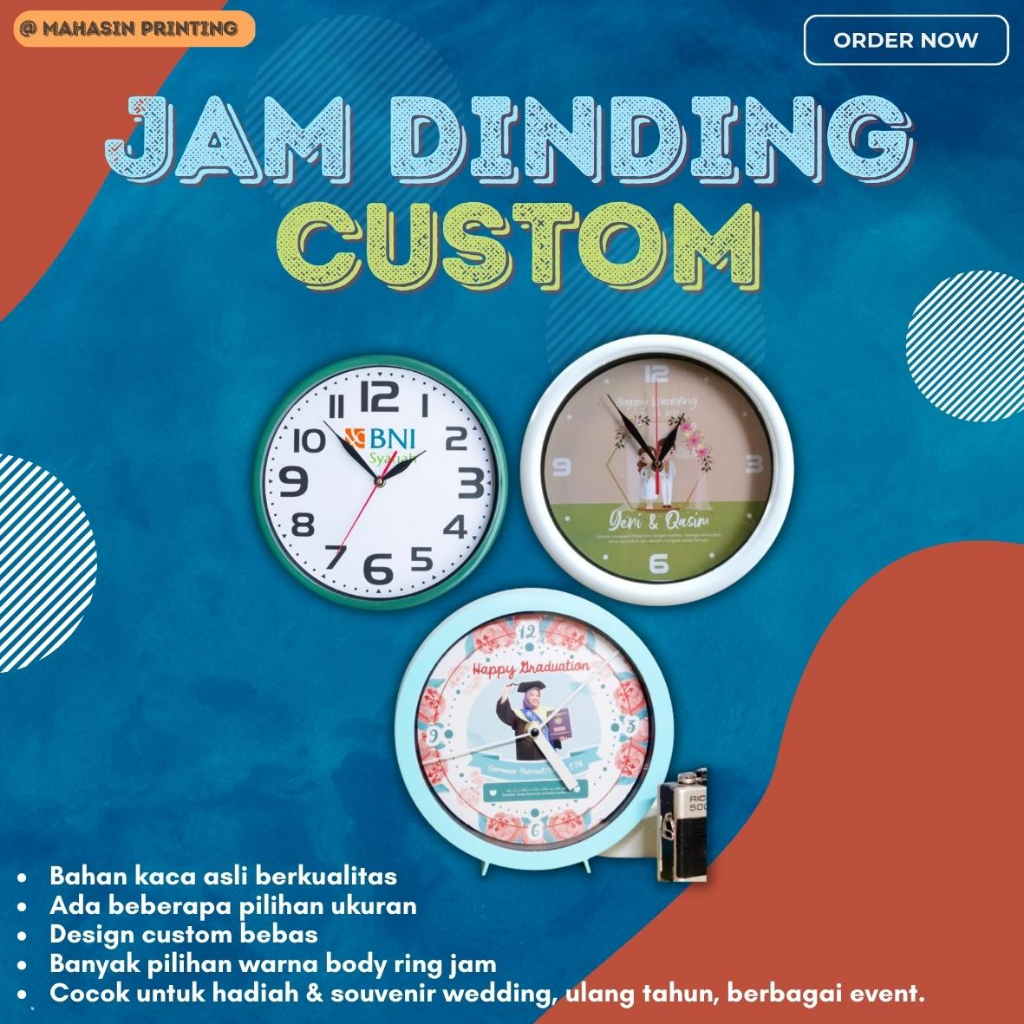Jual Jam Dinding 28CM Bebas Custom KADO WEDDING, KADO NIKAH, FREE ...