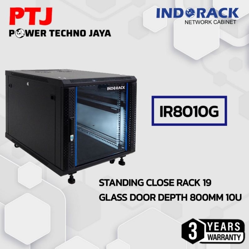 Jual Rak Server INDORACK IR8010G Close Rack Glass Door 10U Depth 800mm ...