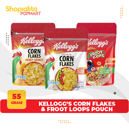 Jual Kellogg's Corn Flakes Honey Froot Loops Sereal Pouch 55 Gram ...