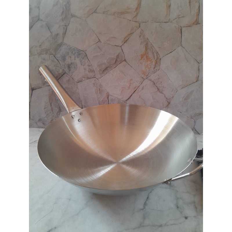 Jual SUBRON Wajan Kuali Wok Stainless Pegangan 36cm Tebal | Shopee ...