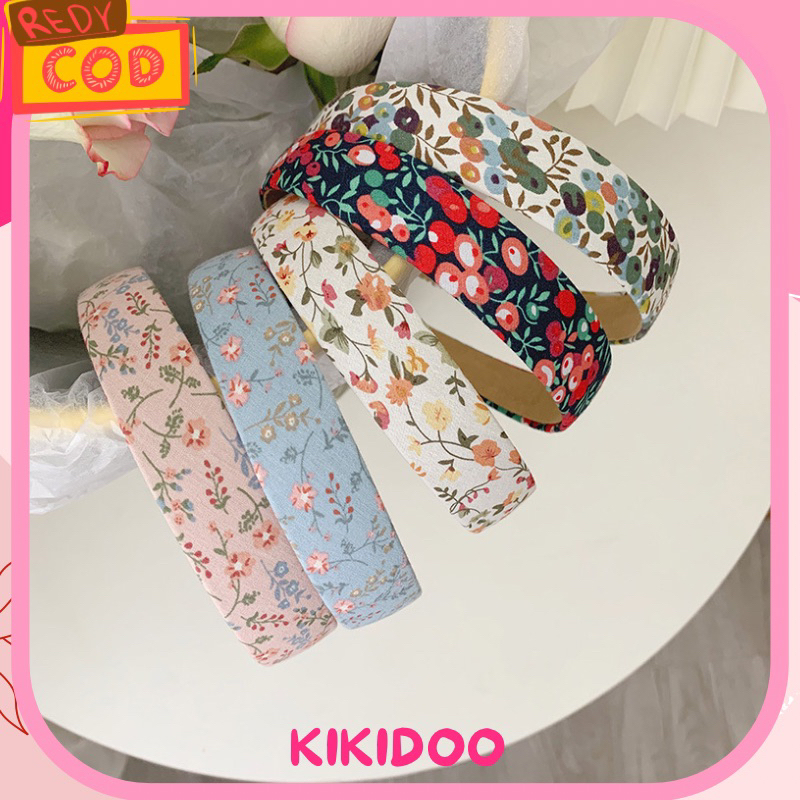 Jual Kikidoo Bando lebar Kain Vintage Flower Gingham Bando Jadul JR201 ...