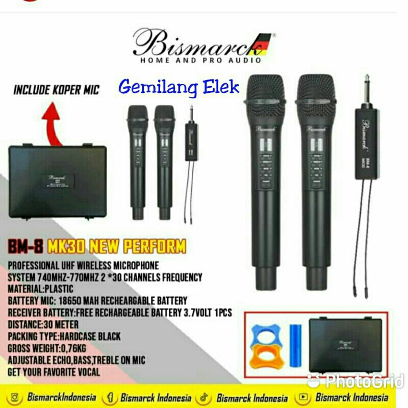 Jual Mic Wireless BISMARCK BM8 MK30 Original | Shopee Indonesia