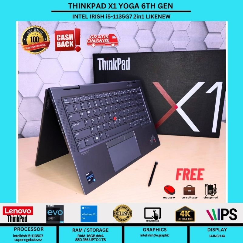 Jual THINKPAD X1 YOGA 6th GEN INTEL IRISH i5-1135G7/RAM 8GB/SSD 512GB ...