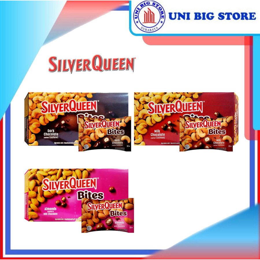 Jual Silver Queen Bites Coklat Dark Cashew Almond Chocolate 30 g x 12 ...
