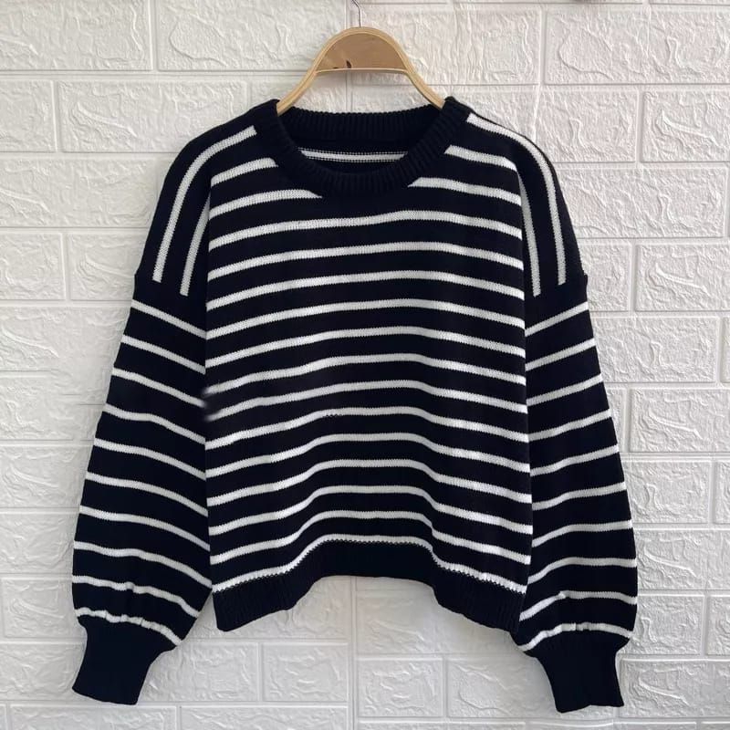 Jual Sweater rajut / Sweater Titi garis / Titi sweater rajut lengan panjang / sweater rajut ...