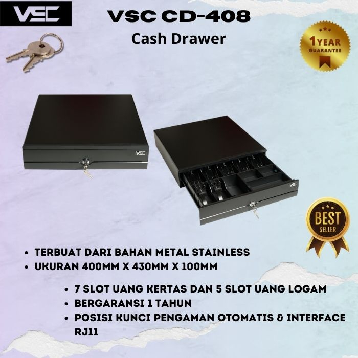 Jual CASH DRAWER /LACI UANG KASIR VSC CD-408 (43 x 40 Cm ) RJ-11 ...
