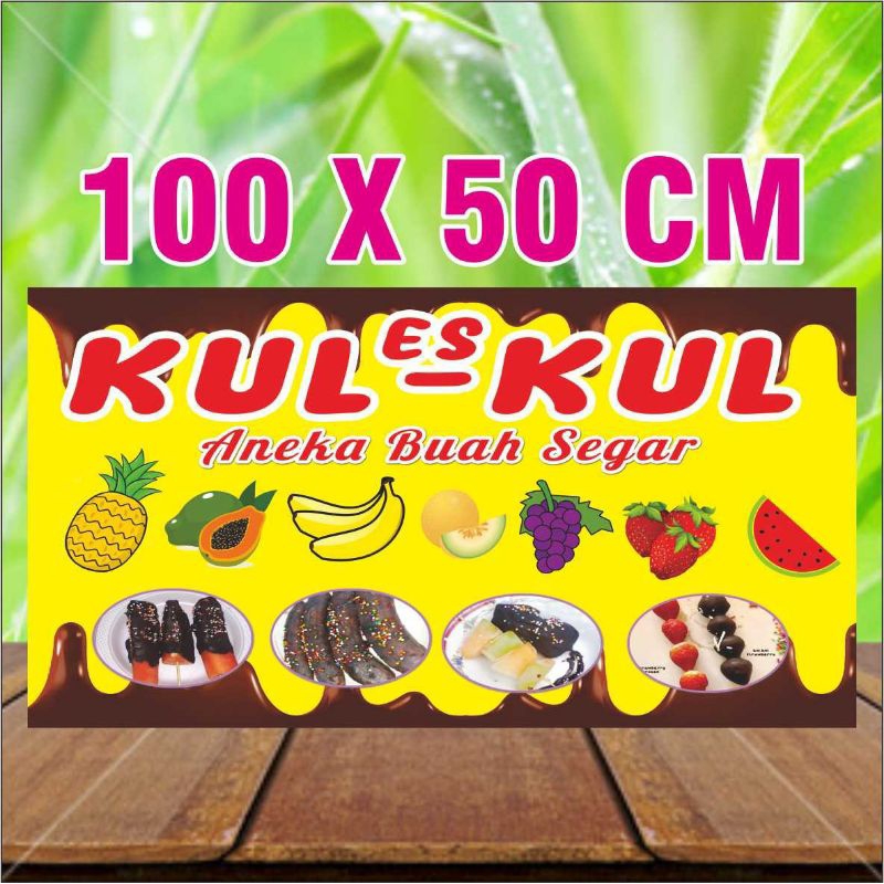 Jual spanduk/banner es kul-kul aneka buah segar 100x50 cm kuning ...