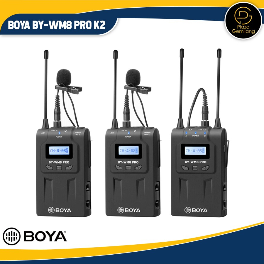 Jual BOYA BY-WM8 Pro-K2 UHF Dual-Channel Wireless Microphone | Shopee ...