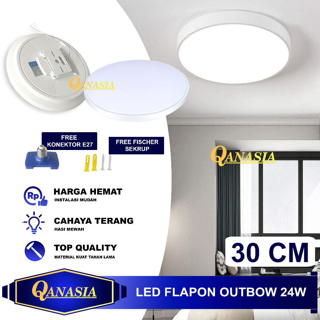 Jual Lampu Plafon Bulat LED Tempel Outbow Teras Rumah 24W 24 Watt 30CM ...