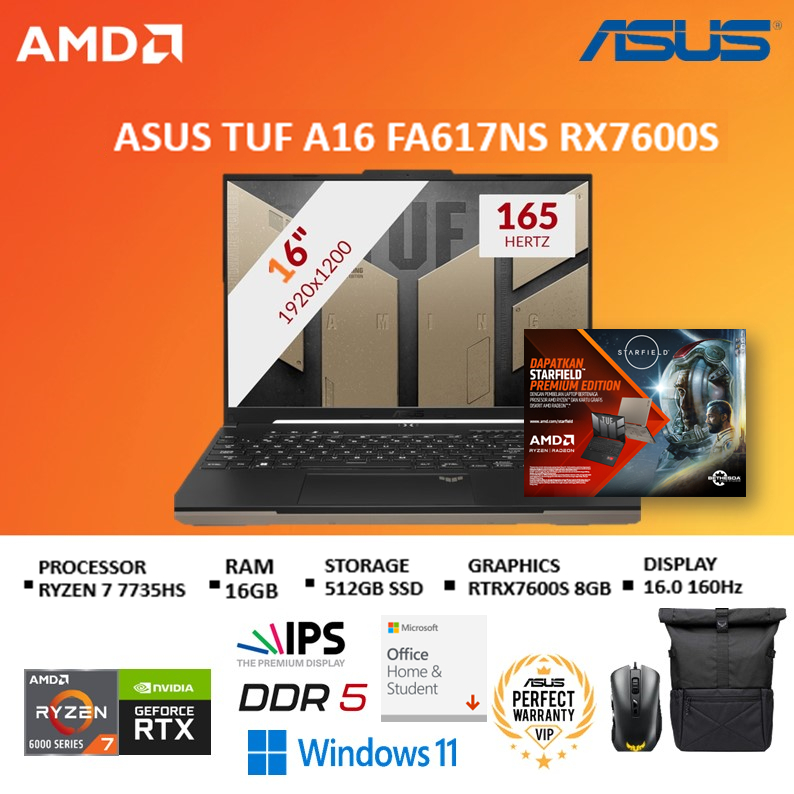 Jual ASUS TUF A16 FA617NS RYZEN 7 7735HS RX7600S 8GB/ 16GB 512GB W11 ...