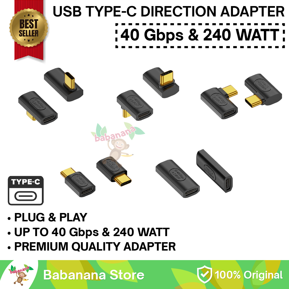 Jual 240 Watt USB 4.0 Type-C Elbow 90 Degree Siku Adapter charger 40Gbps Type C | Shopee Indonesia