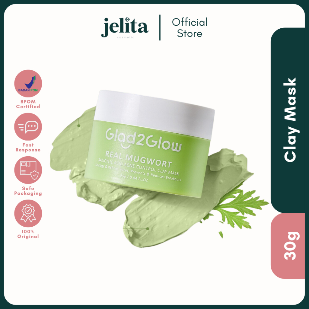 Jual Jelita Cosmetics - Glad2Glow Real Mugwort Clay Mask 30g | Shopee Indonesia