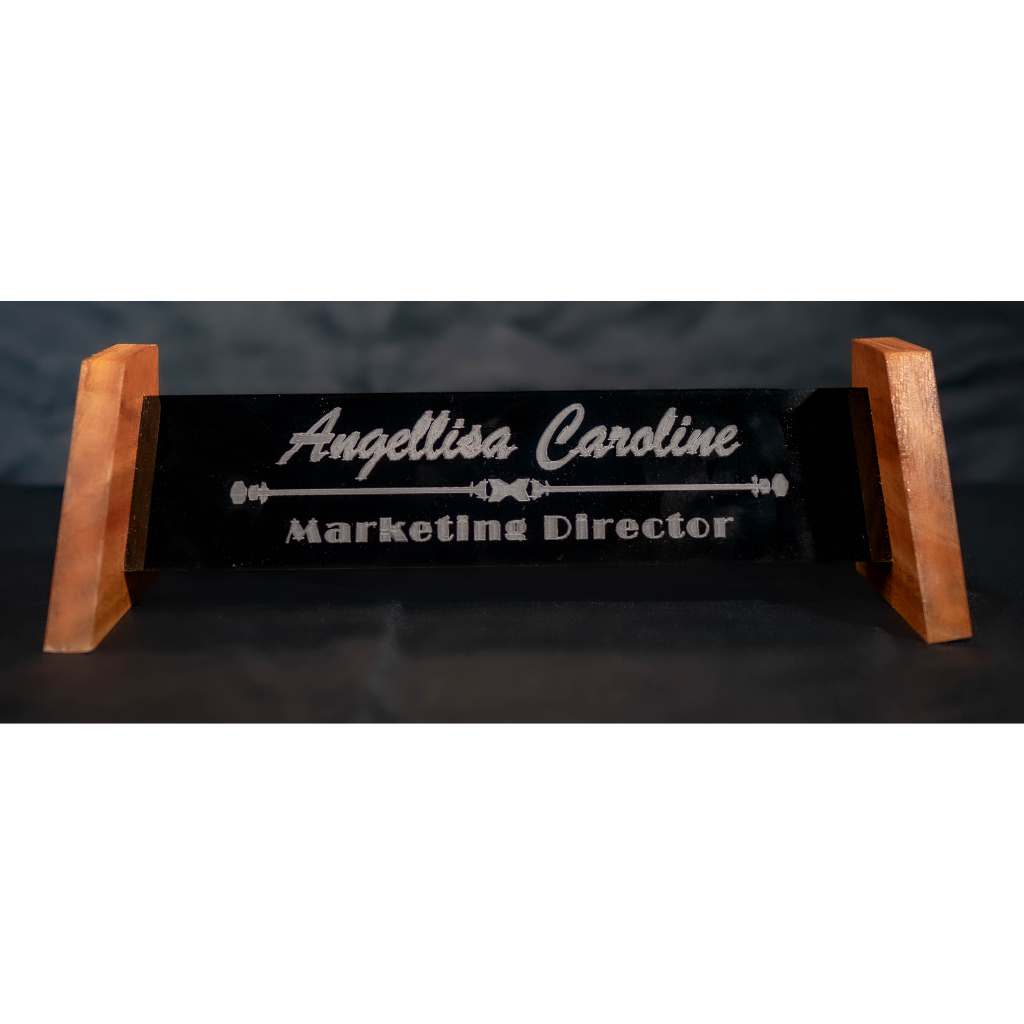 Jual Papan nama akrlik meja /name Tag / nama menu makanan kayu akrilik ...