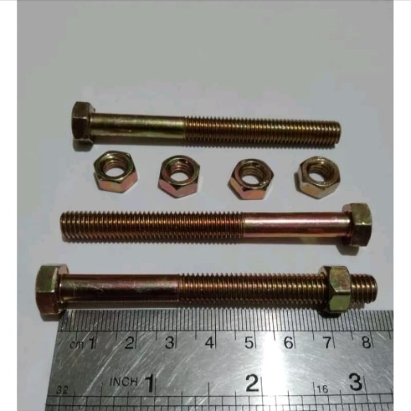 Jual Baut mur kuning BMK HEX M8 x 80 mm ( kunci 12 ) | Shopee Indonesia