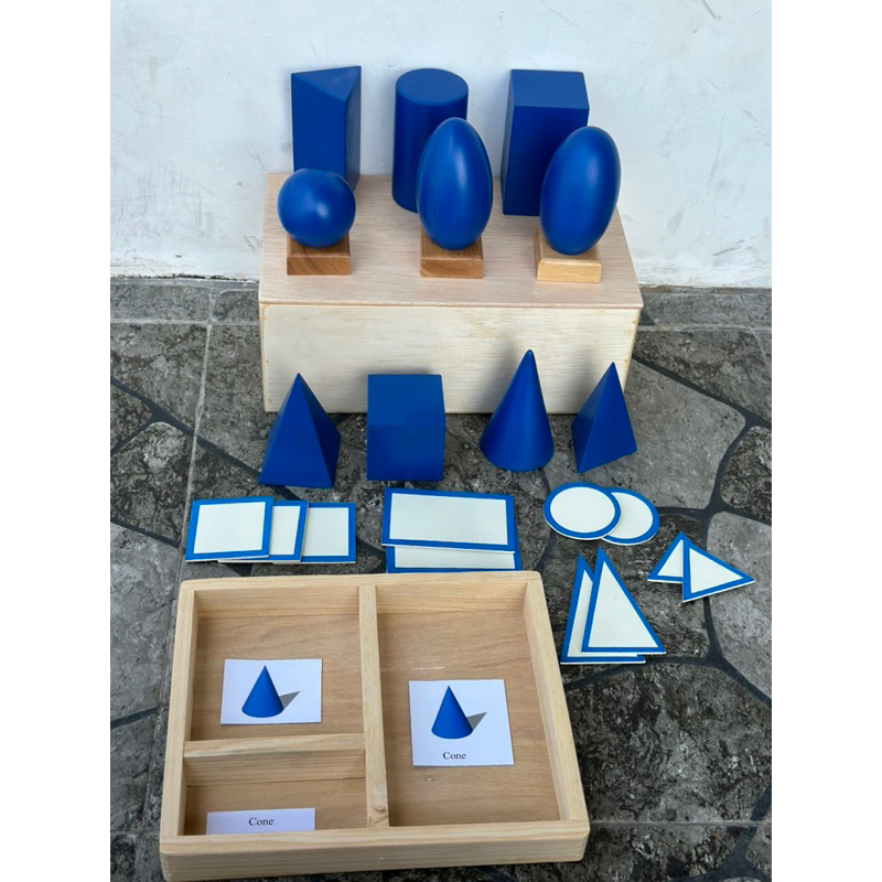 Jual Montessori Geometric Solid 3D with base & box and printable ...