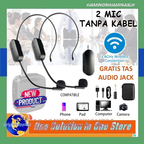 Jual Microphone Mic Clip On Wireless Bando Mikrofon UHF Headset Profesional Untuk Imam Masjid ...