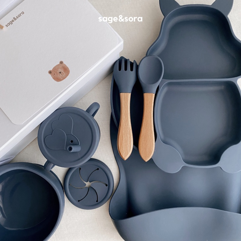 Jual sage&sora NORDIC SET - gift set isi 7 pcs silicone dining / alat ...