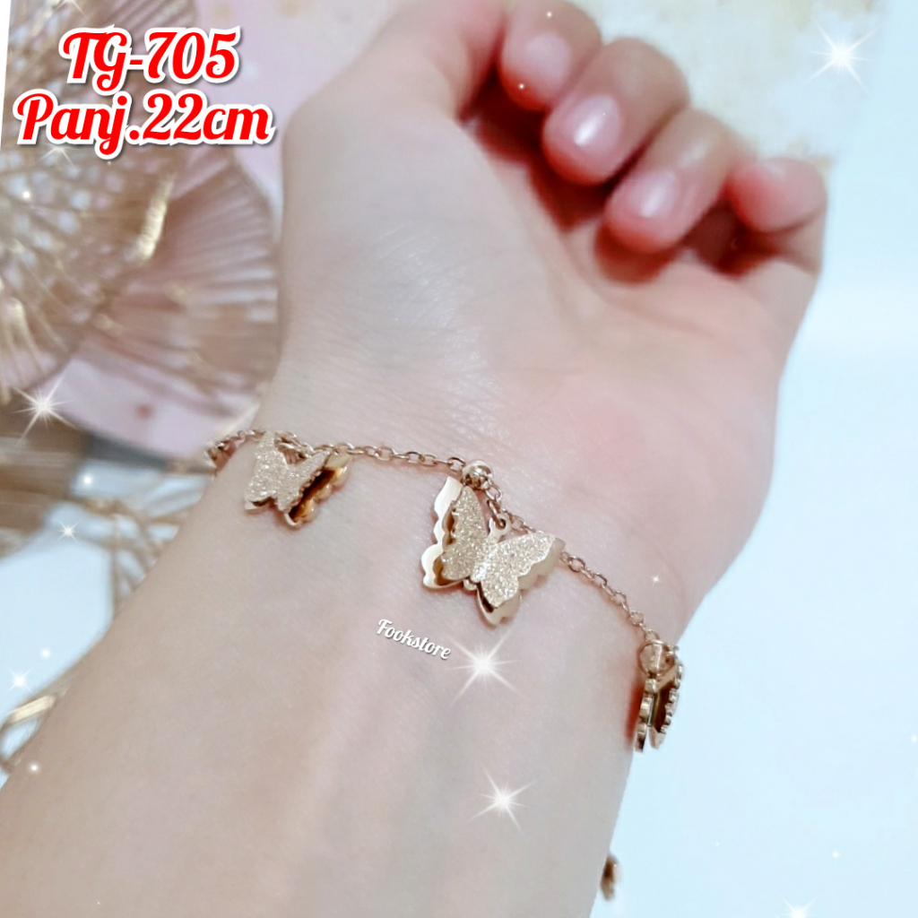 Jual GELANG RANTAI DEWASA MOTIF KUPU TITANIUM ANTI KARAT/TG-704/TG-705 ...