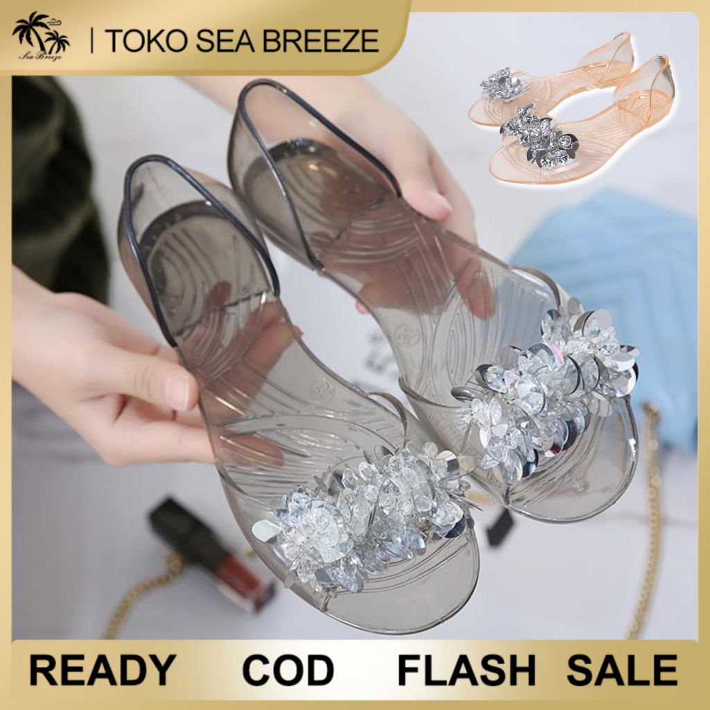 Jual Ready COD Sandal Wanita Terbaru flatshoes Sandal Jelly Wanita ...