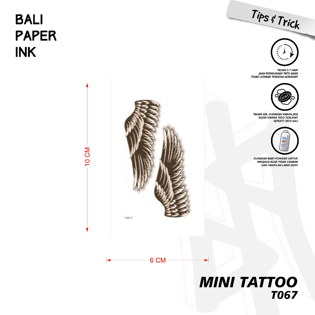 Jual T067 Sayap Tato Temporer Basic Bali Paper Ink | Shopee Indonesia