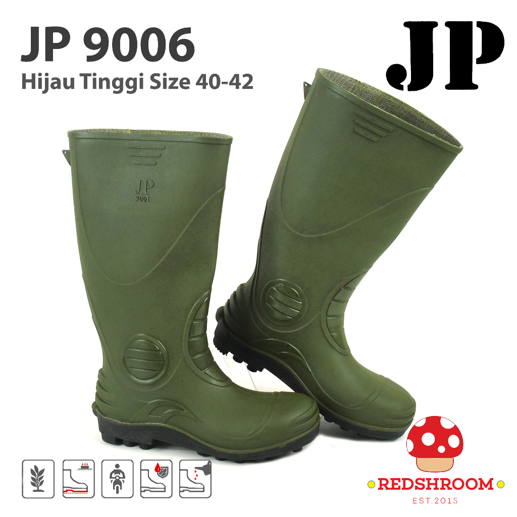 Jual Sepatu Boot Tinggi JP 9006 Hijau - Jeep Boots Karet Lokal Lentur ...