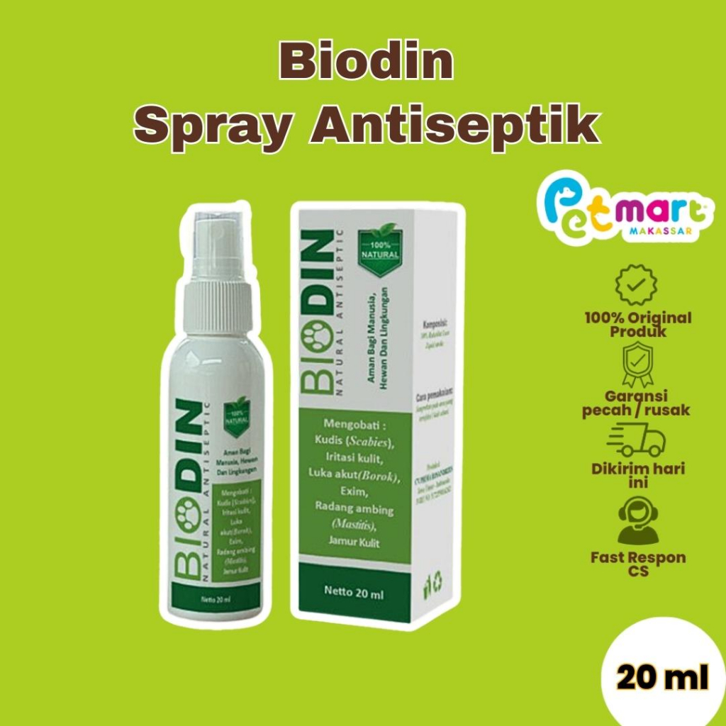 Jual Semprotan Antiseptik Obat Luka Jamur Scabies Biodin Cat Dog ...