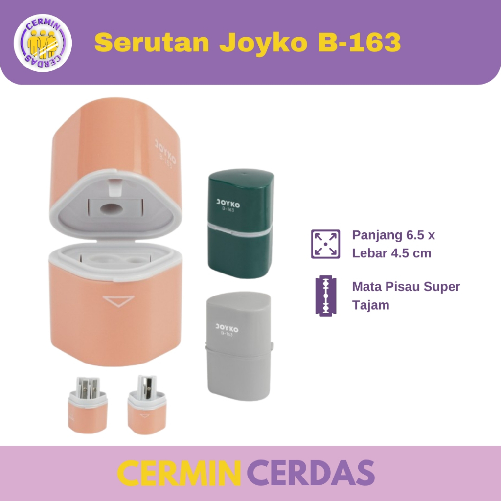 Jual Serutan Joyko B-163 3 Ukuran Sharpener Rautan Pensil Warna Krayon ...