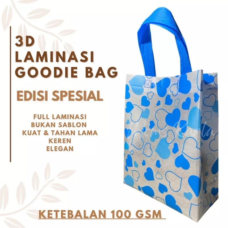 Jual Goodie bag 3D tebal / tas jinjing laminasi love BIRU / tas ...