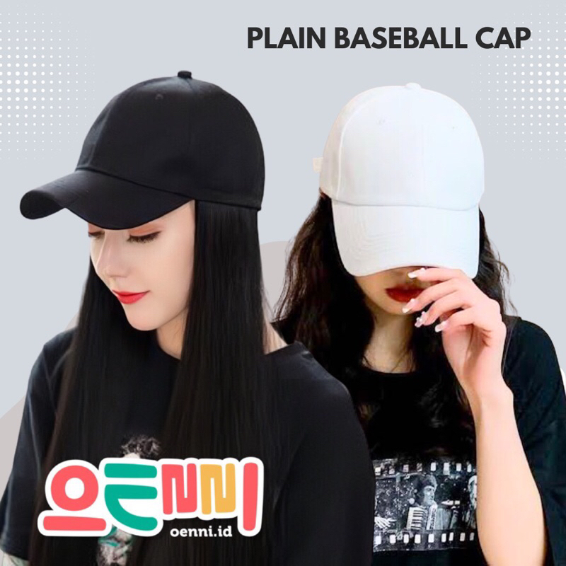 Jual Topi Baseball Plain Polos kombinasi Korea Canvas Putih Hitam ...