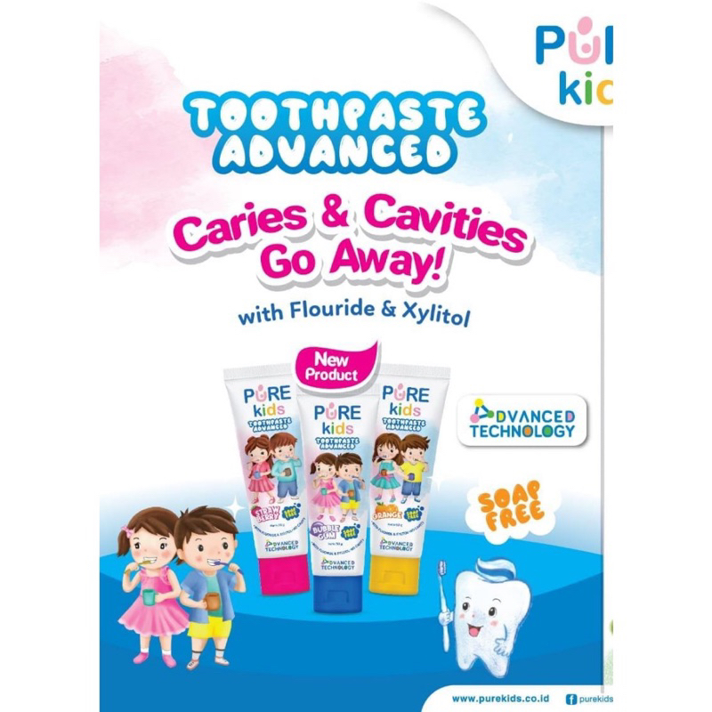 Jual Pure Kids Toothpaste Advanced With Fluoride & Xylitol Pasta Gigi ...