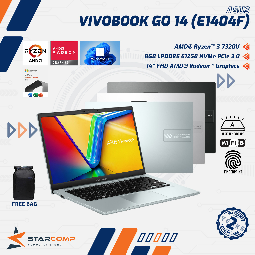 Jual ASUS Vivobook Go 14 E1404FA Ryzen 3-7320U 8GB 512GB 14" FHD W11 OHS | Shopee Indonesia
