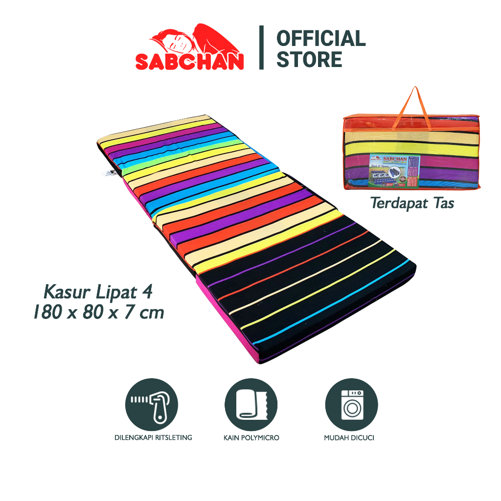 Jual Sabchan - Kasur Busa Lipat 4 Kasur Lantai Matras 180 x 80 x 7cm ...