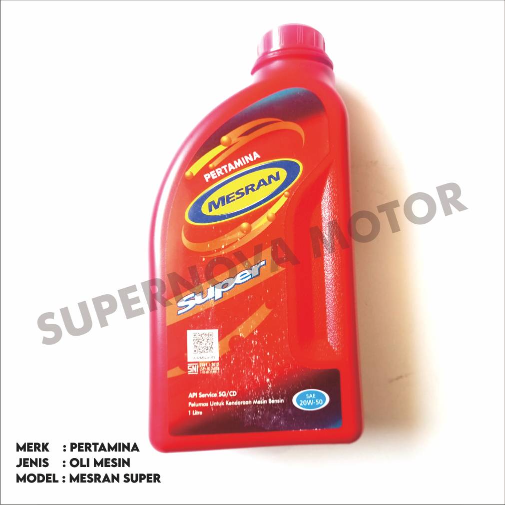 Jual OLI MESIN PERTAMINA MESRAN SUPER API SG JASO MA SAE 20W-50 1 LITER ...