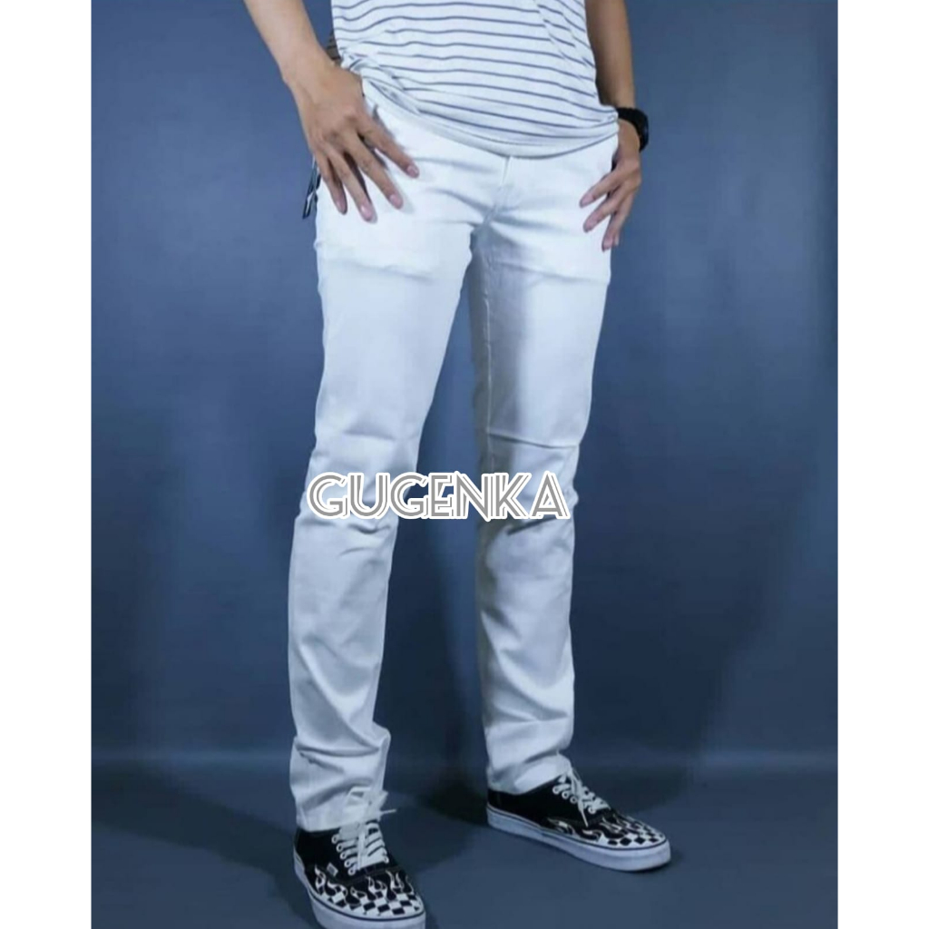 Jual Celana Jeans Pria Putih Bersih Celana Jeans Panjang Pria Putih ...