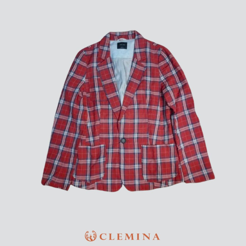 Jual Blazer Jas Pria Cowok Warna Merah Motif Kotak Kotak | Shopee Indonesia