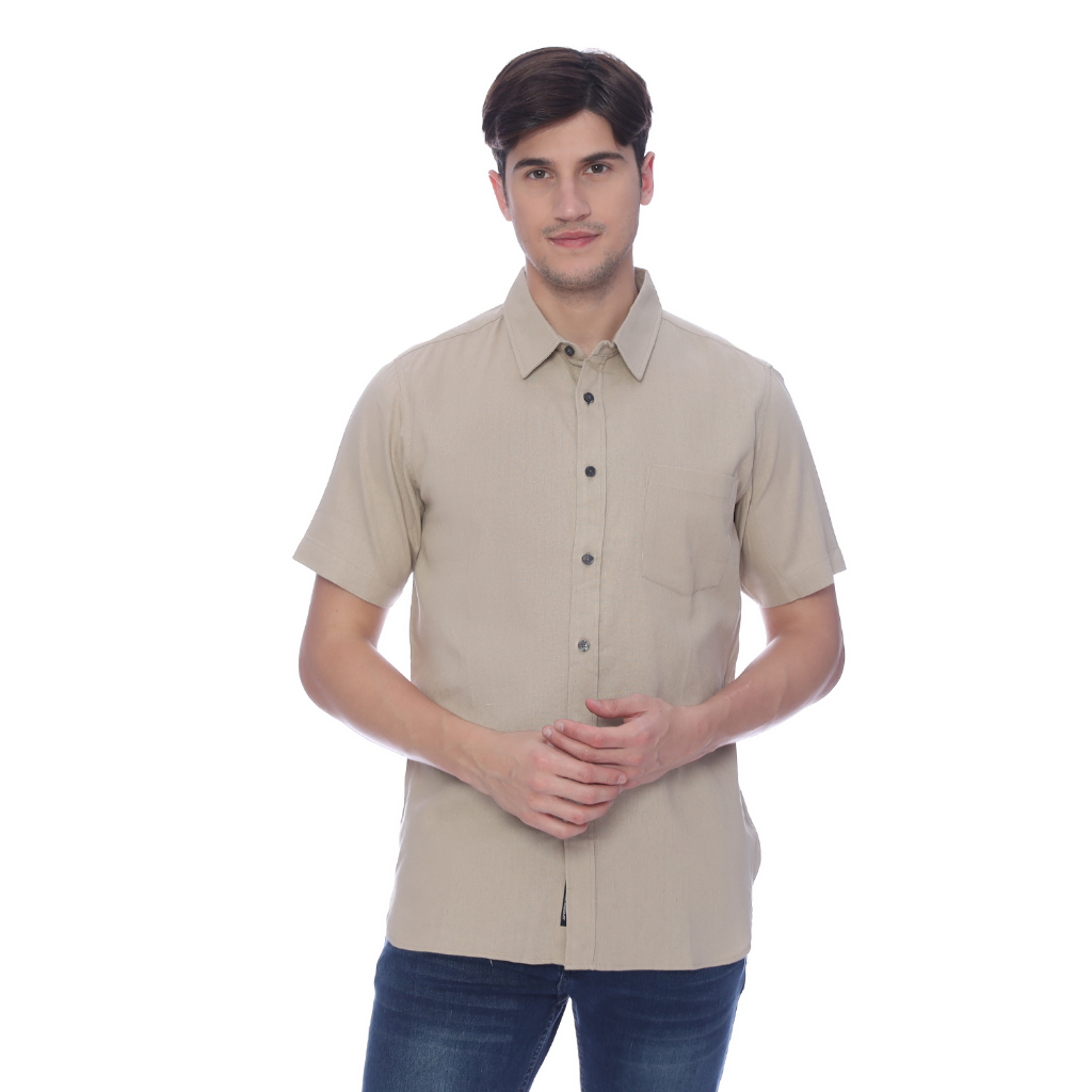 Jual Salt n Pepper Kemeja Katun Lengan Pendek Pria 0142 Cream Krem ...