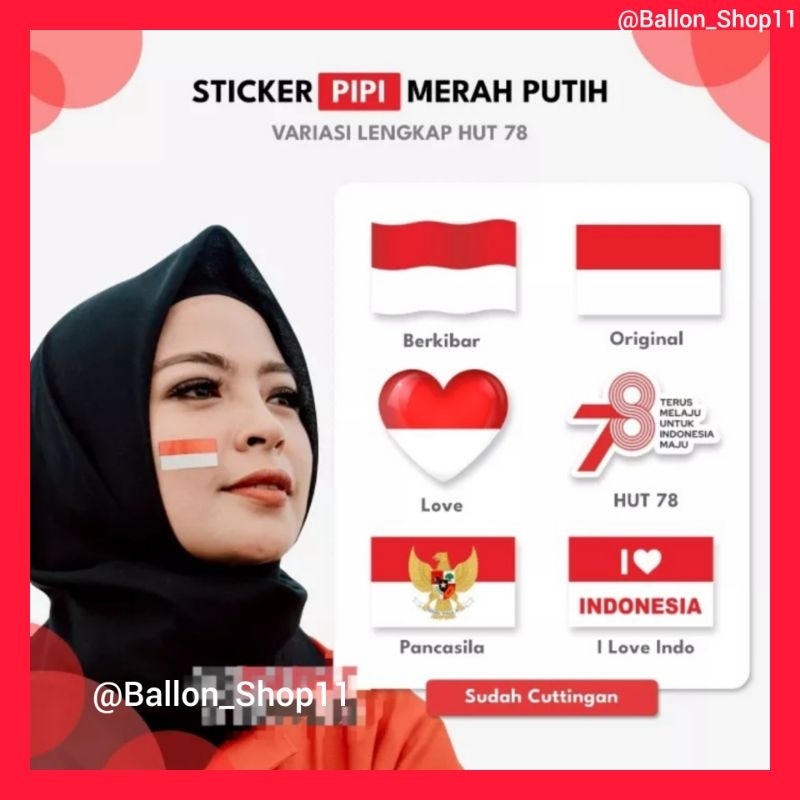 Jual [10Pcs] Stiker Pipi Merah Putih HUT-RI / Sticker Cutting Tempel ...