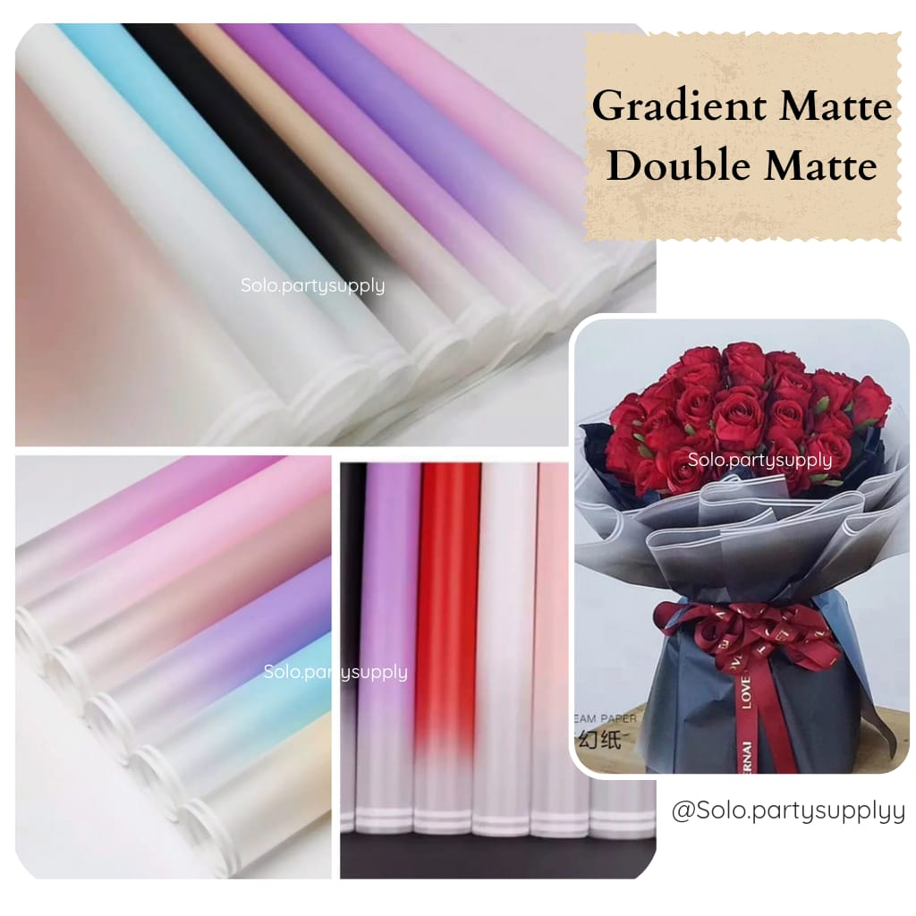 Jual (SW) TERLARIS GRADIENT MATTE DOUBLE BORDER METALIC FLOWER WRAPPING ...