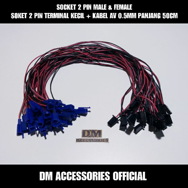 Jual SOKET 2 PIN KECIL SOCKET CONNECTOR MALE & FEMALE + KABEL AV 0.5MM ...