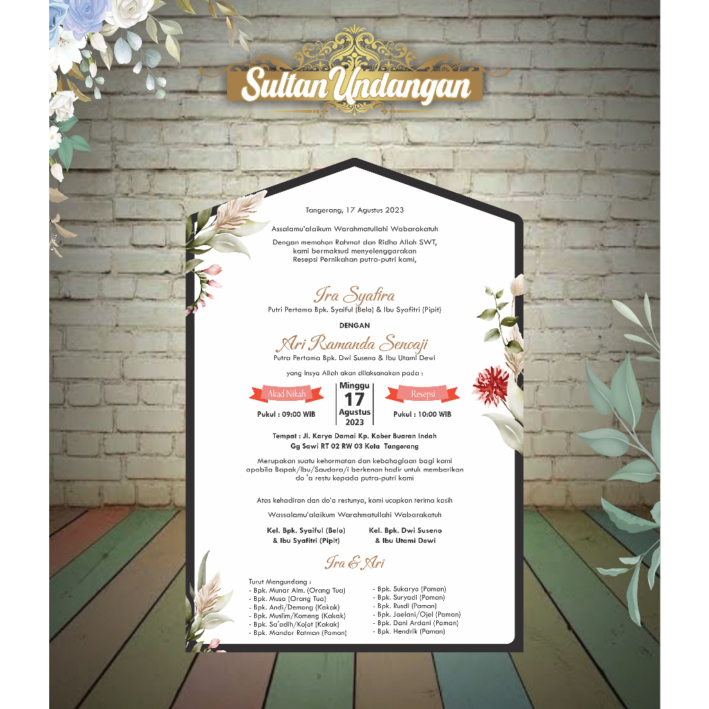 Jual Undangan Pernikahan Semi Amplop Lipat 3 SULTAN UNDANGAN | Shopee ...