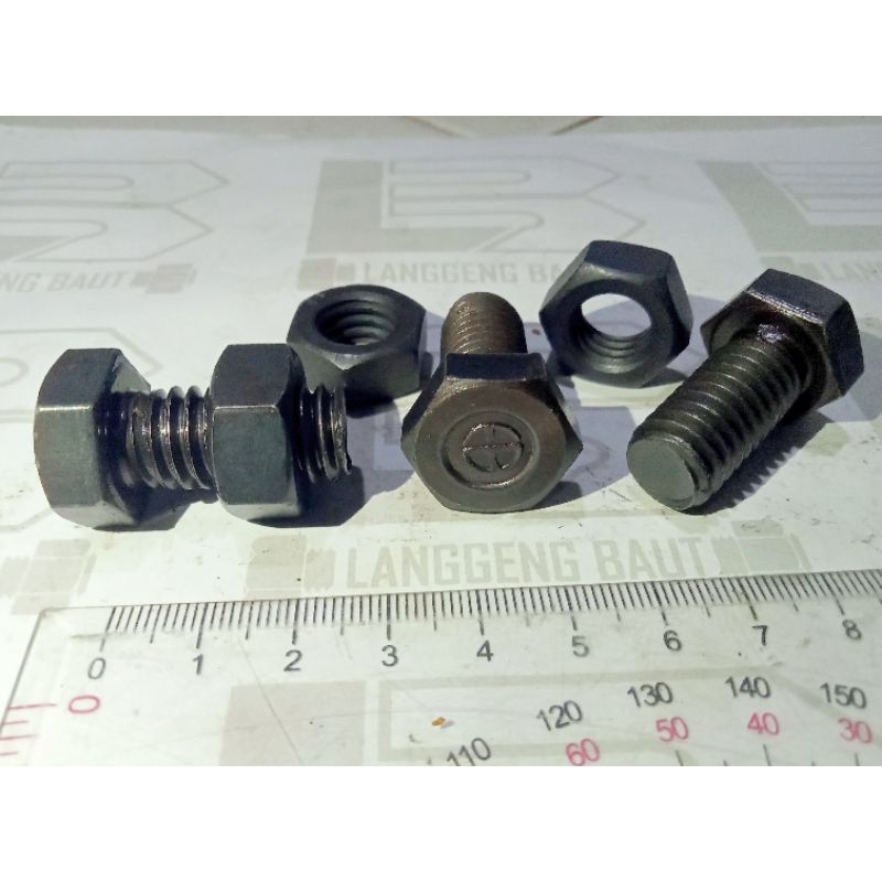 Jual Mur Baut NC 1/2 x 1 / Kunci 19 Panjang 2.5 cm Hitam | Shopee Indonesia