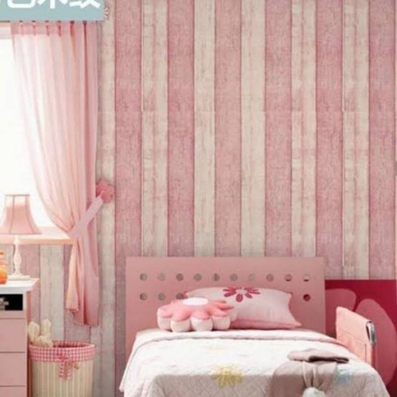 Jual Wallpaper Dinding Serat Kayu Pink Ukuran 45 Cm x 10 Meter ...