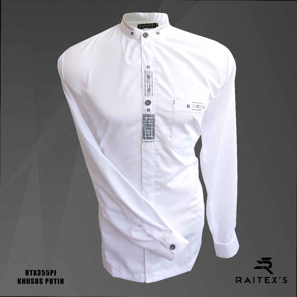 Jual Baju Koko Lengan Panjang Manset Putih M L XL | Shopee Indonesia