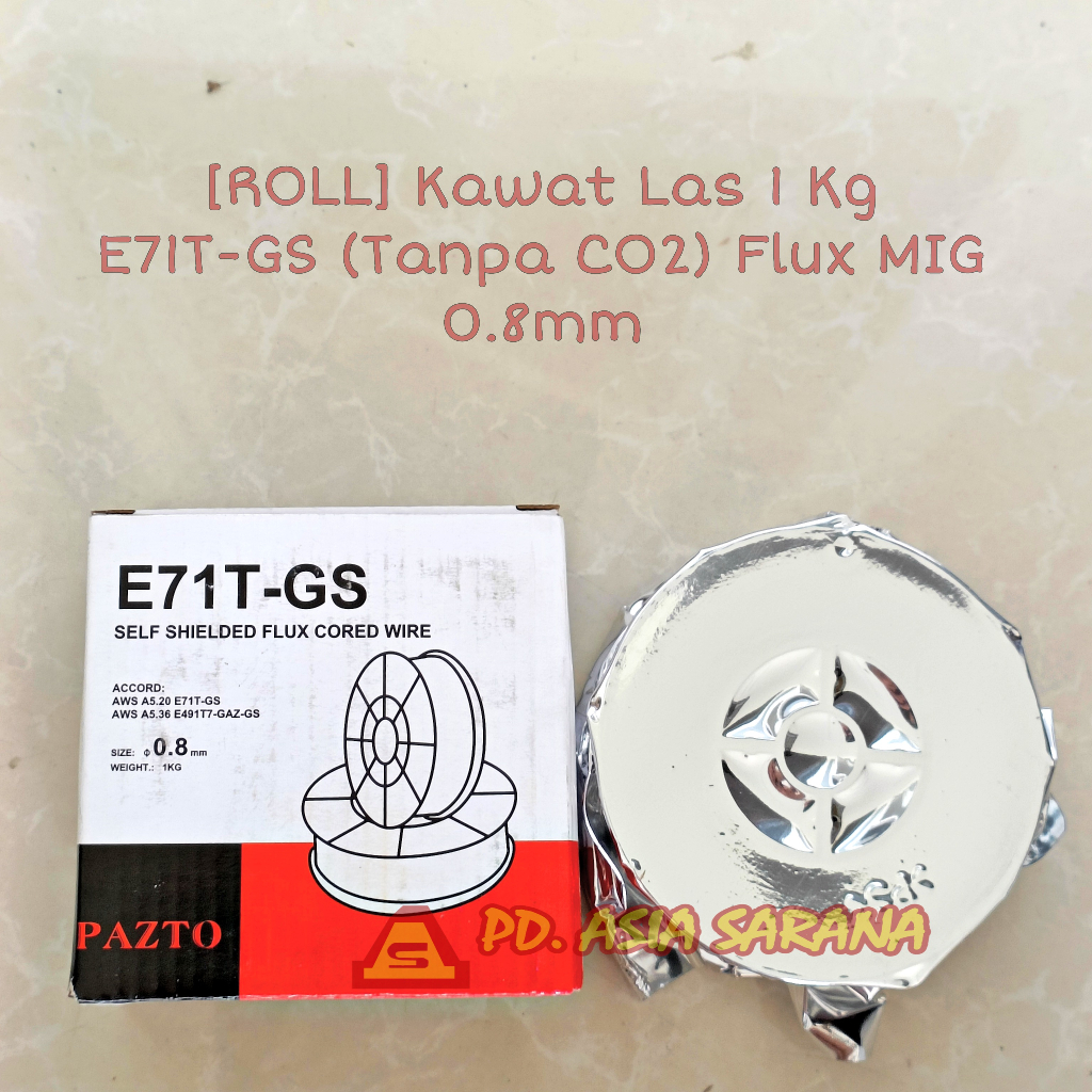 Jual Kawat Las (0.8mm 1 Kg) Flux Core Wire E71T-GS PAZTO MIG Tanpa Gas CO2 | Shopee Indonesia