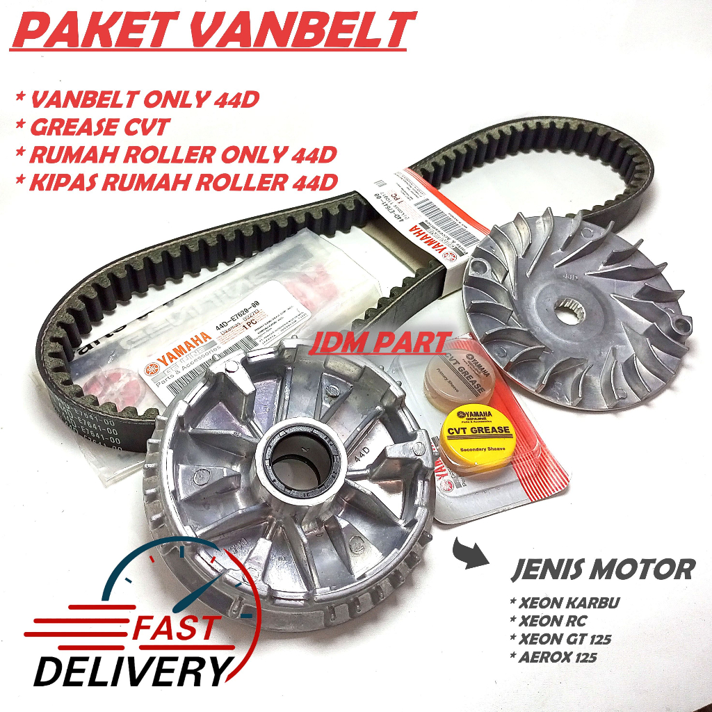 Jual PAKET CVT VANBELT + RUMAH ROLLER + KIPAS ROLLER + GREAS CVT YAMAHA XEON KARBU / XEON RC ...